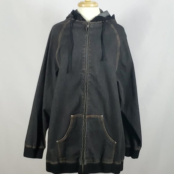 Denim 24/7 | Jackets & Coats | Black Denim Jacket With A Full Zipper ...
